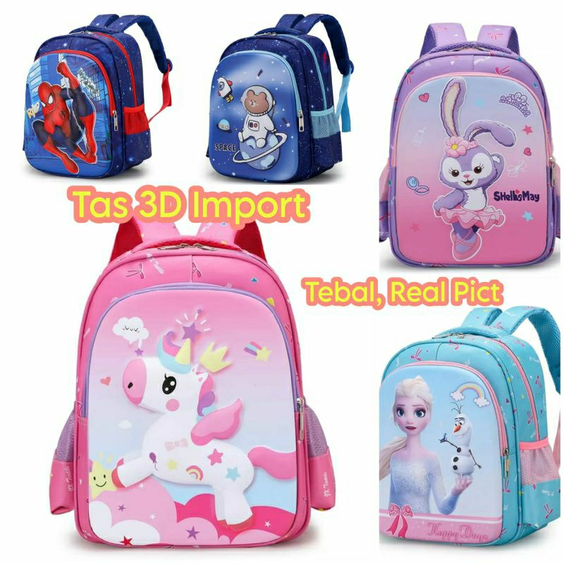 Jual Tas Ransel Anak Sekolah PAUD TK Import 3D Karakter Timbul Premium Tebal | Shopee Indonesia
