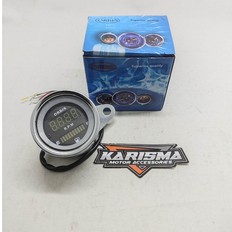 Jual RPM+AMPER BENSIN DIGITAL SPEEDO METER BULAT CHROME KOMBINASI RPM ...
