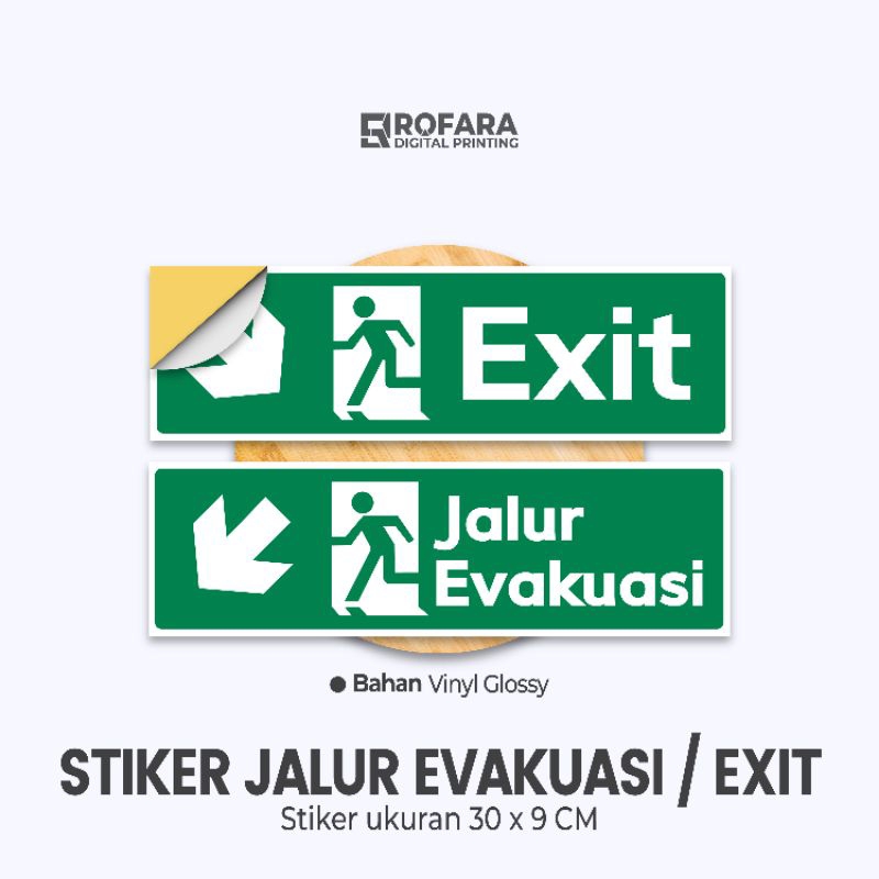 Jual Stiker Jalur Evakuasi | Stiker Exit | Bahan Vinyl | Ukuran 30 x 9 ...