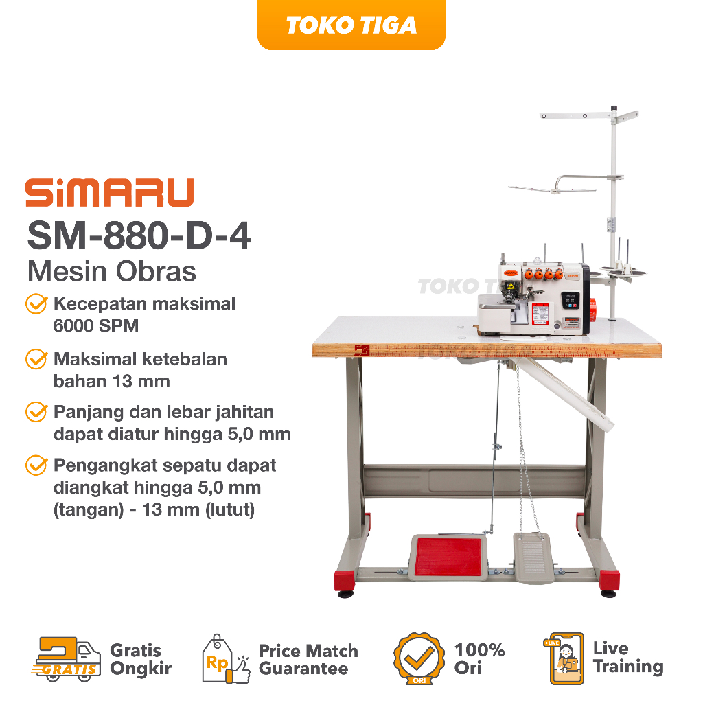 Jual Mesin Obras Jahit SIMARU SM880D-4 / SM 880D Obras Benang 4 ...