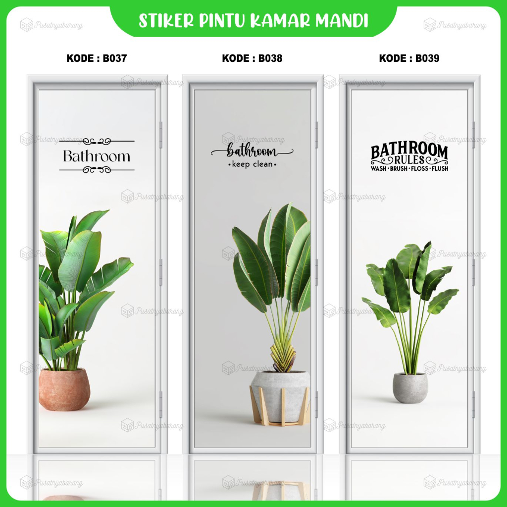 Jual Stiker Sticker Pintu Kamar mandi Toilet Motif Daun Estetik Anti ...