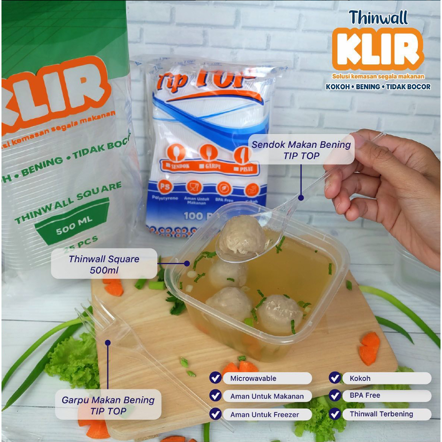 Jual Thinwall Klir Kotak Square 500ml 25pcs Shopee Indonesia