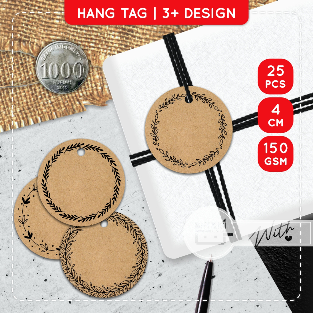 Jual Label Hang Tag Polos Bulat 4cm Daun Kraft Rustic Vintage Wrapping ...