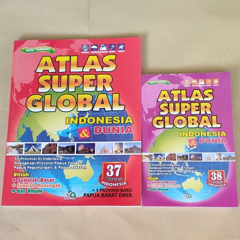 Jual BUKU ATLAS SUPER GLOBAL INDONESIA DAN DUNIA TERBARU 38 PROVINSI ...