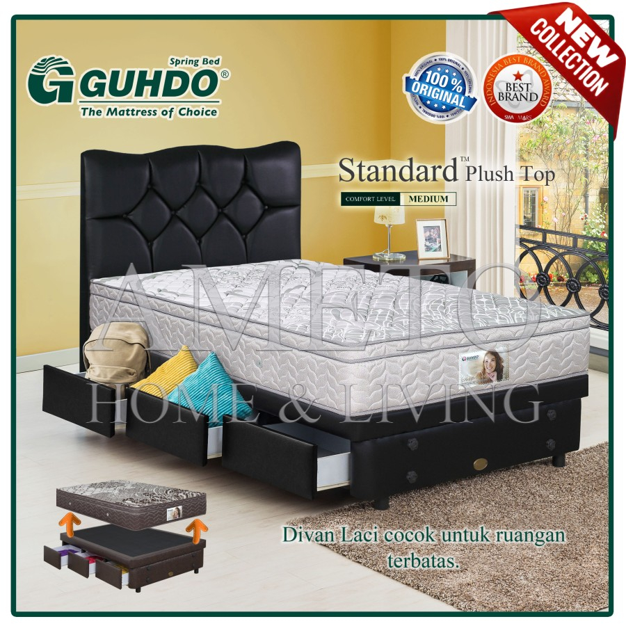 Jual Guhdo Springbed Standard Plush Top Divan Drawer Laci HB Lavela Full Set 90, 100, 120, 140 x ...