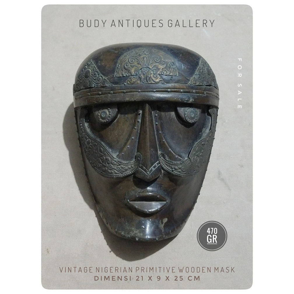 Jual Rare Vintage Nigerian Primitive Warrior Wooden Mask | Shopee Indonesia