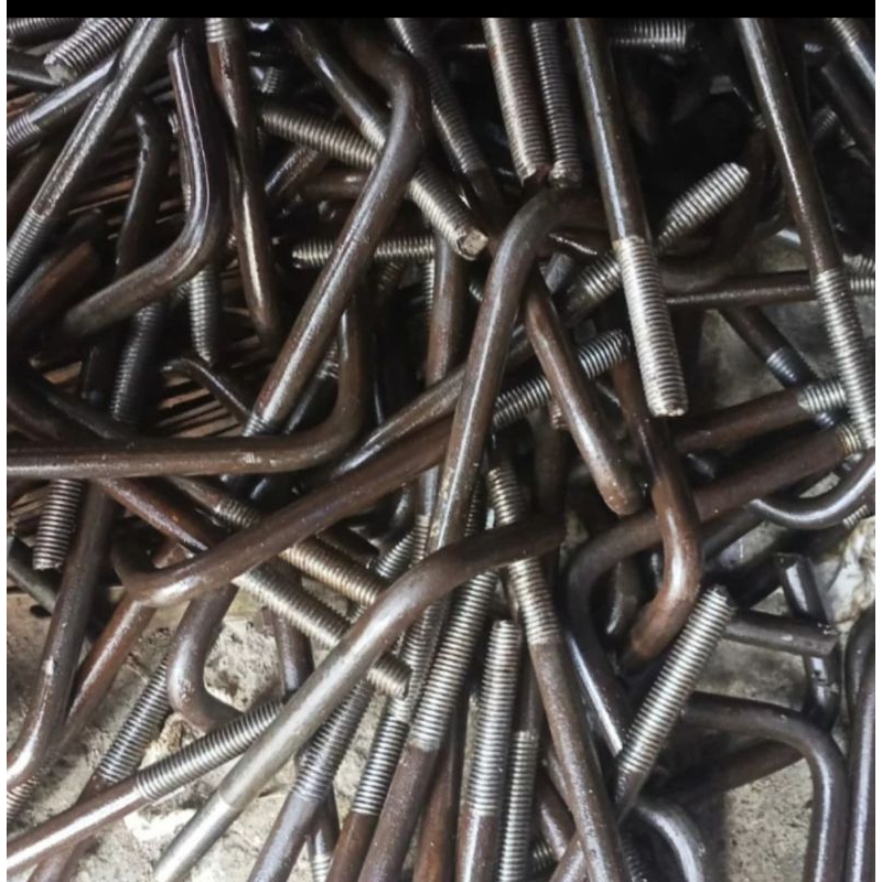 Jual baut angkur L m16 x 700mm x 100mm/iron anchorbolt Ln5/8 x 70cm x ...