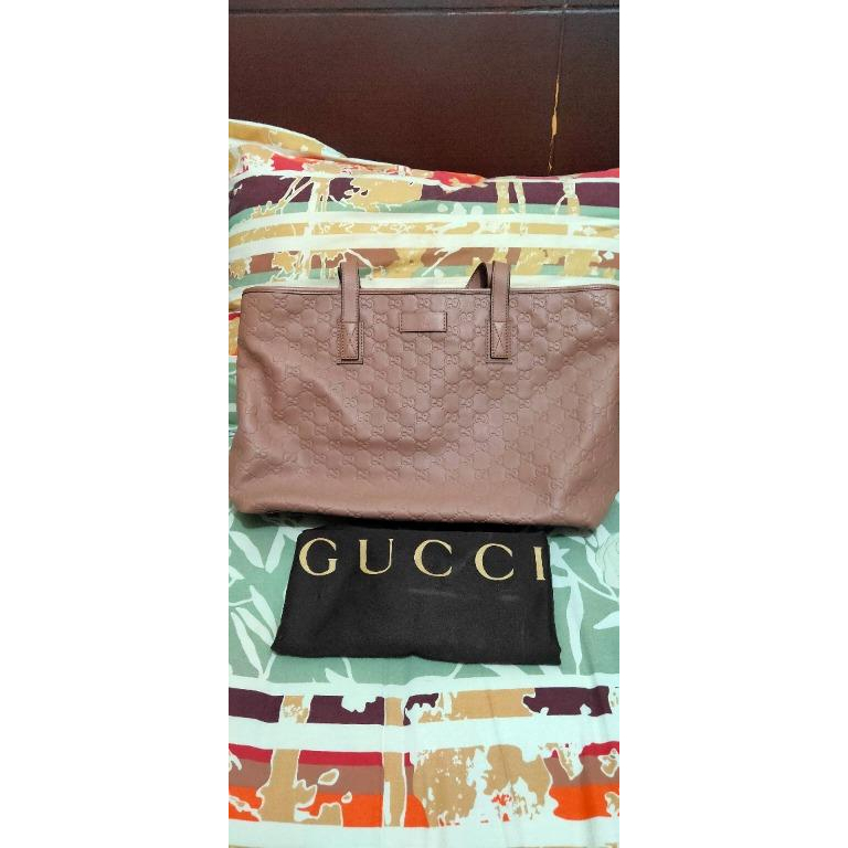 Jual Preloved Gucci Tote Bag Pink Leather | Shopee Indonesia