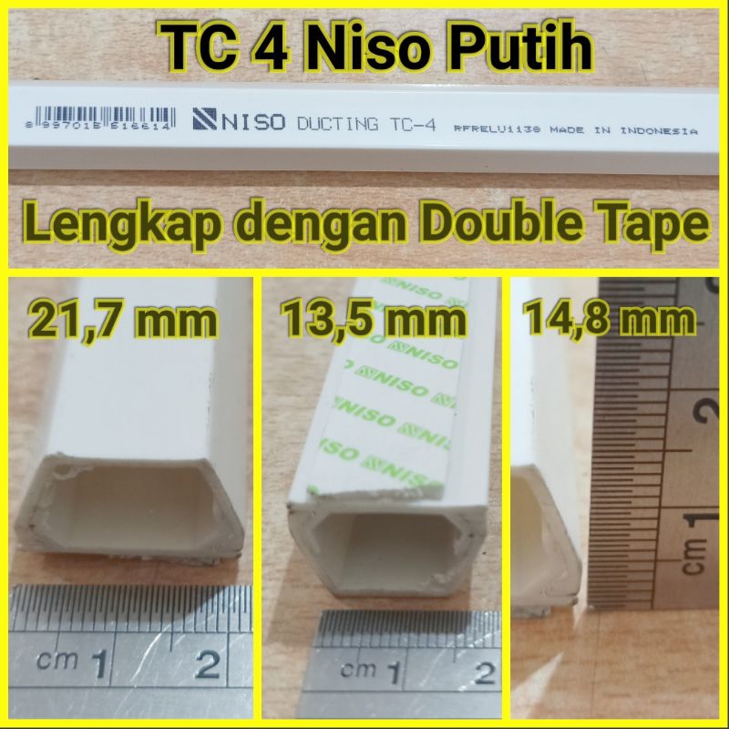 Jual Ducting Pelindung Tutup Kabel Cable Duct TC4 Putih Niso 1 Meter Double Tape TC 4 | Shopee ...