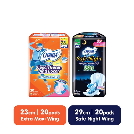 Jual Charm Pembalut Safe Night 29cm Wing 18 pads / 30 pads | Shopee ...