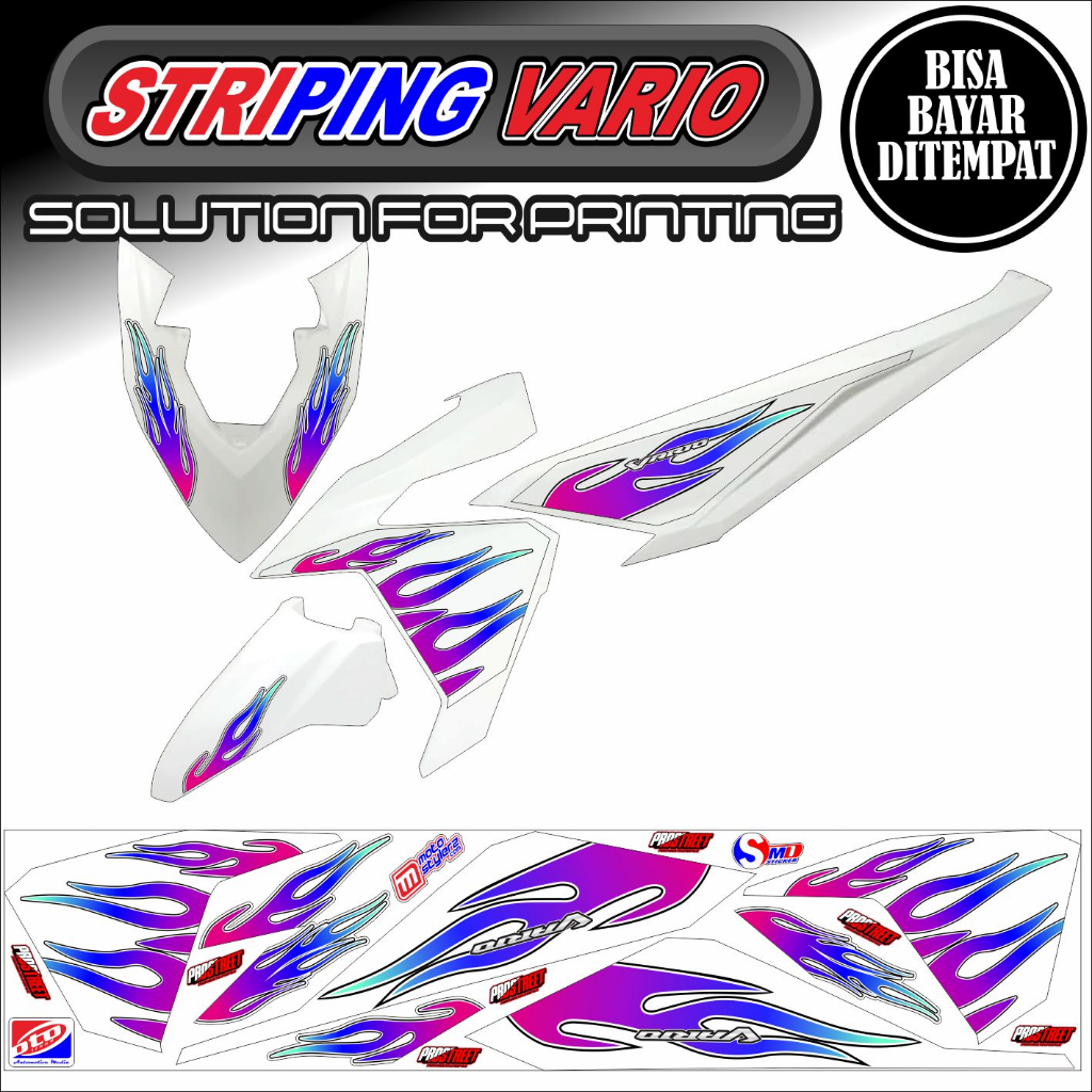 Jual STRIPING VARIO LED OLD 150 / 125 STICKER MOTIF API | Shopee Indonesia