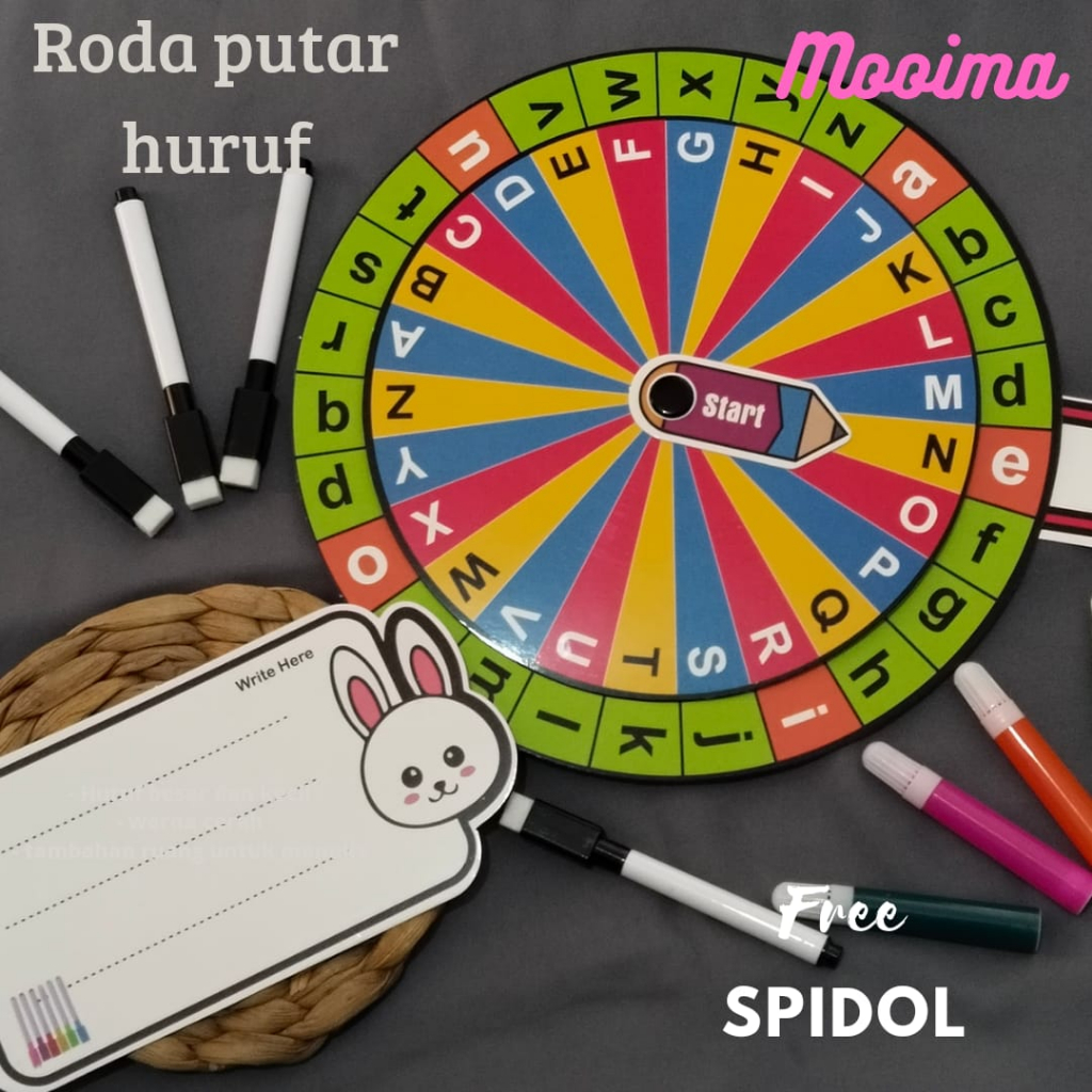 Jual Roda pintar membaca mainan edukasi mengenal huruf besar dan kecil ...