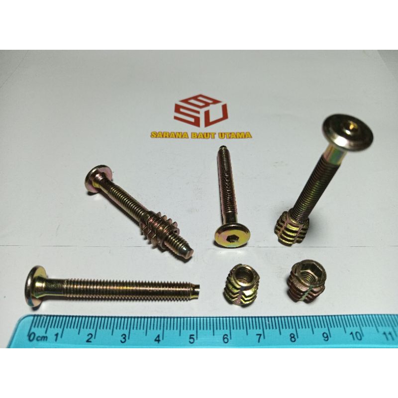 Jual Baut jcbc m6 x 50 Kuning nanas OE (5 cm) kunci L4 / Baut furniture ...