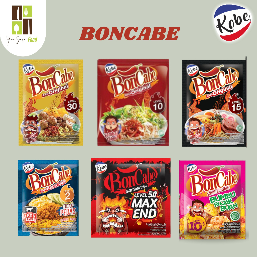 Jual Kobe BonCabe Sambal Tabur Level 10 / Level 15 / Level 30 [5.5 g ...
