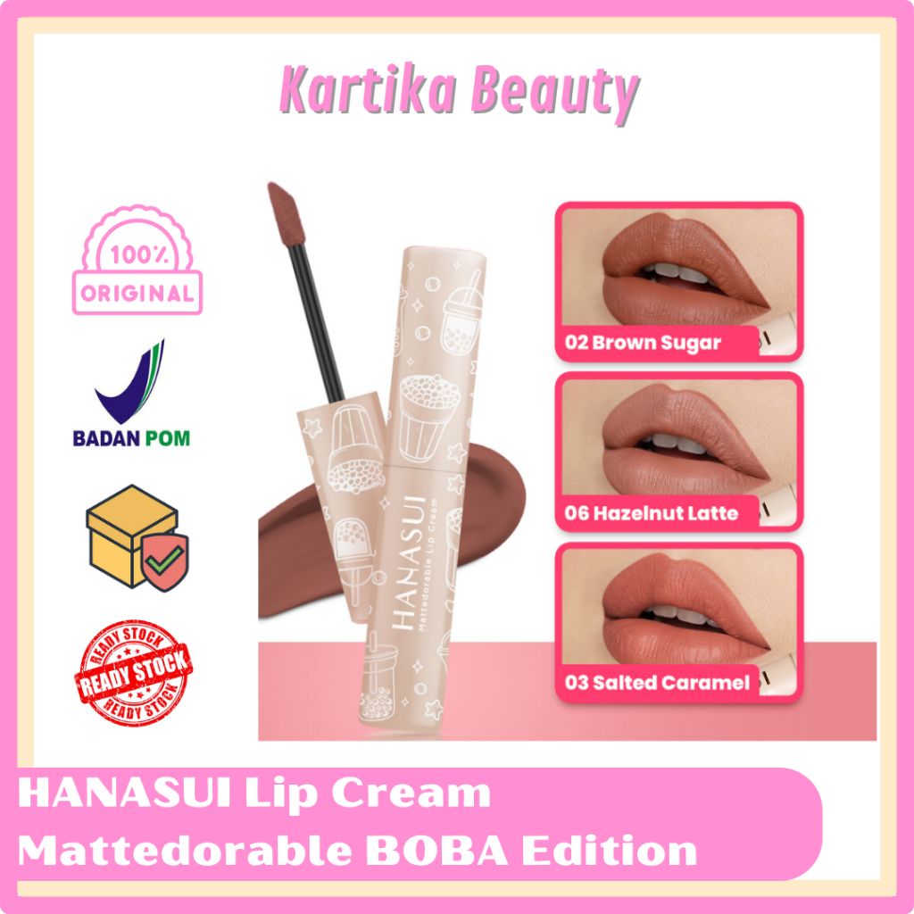 Jual HANASUI MATTEDORABLE LIP CREAM : BOBA EDITION | MATCHA | LIP KRIM ...