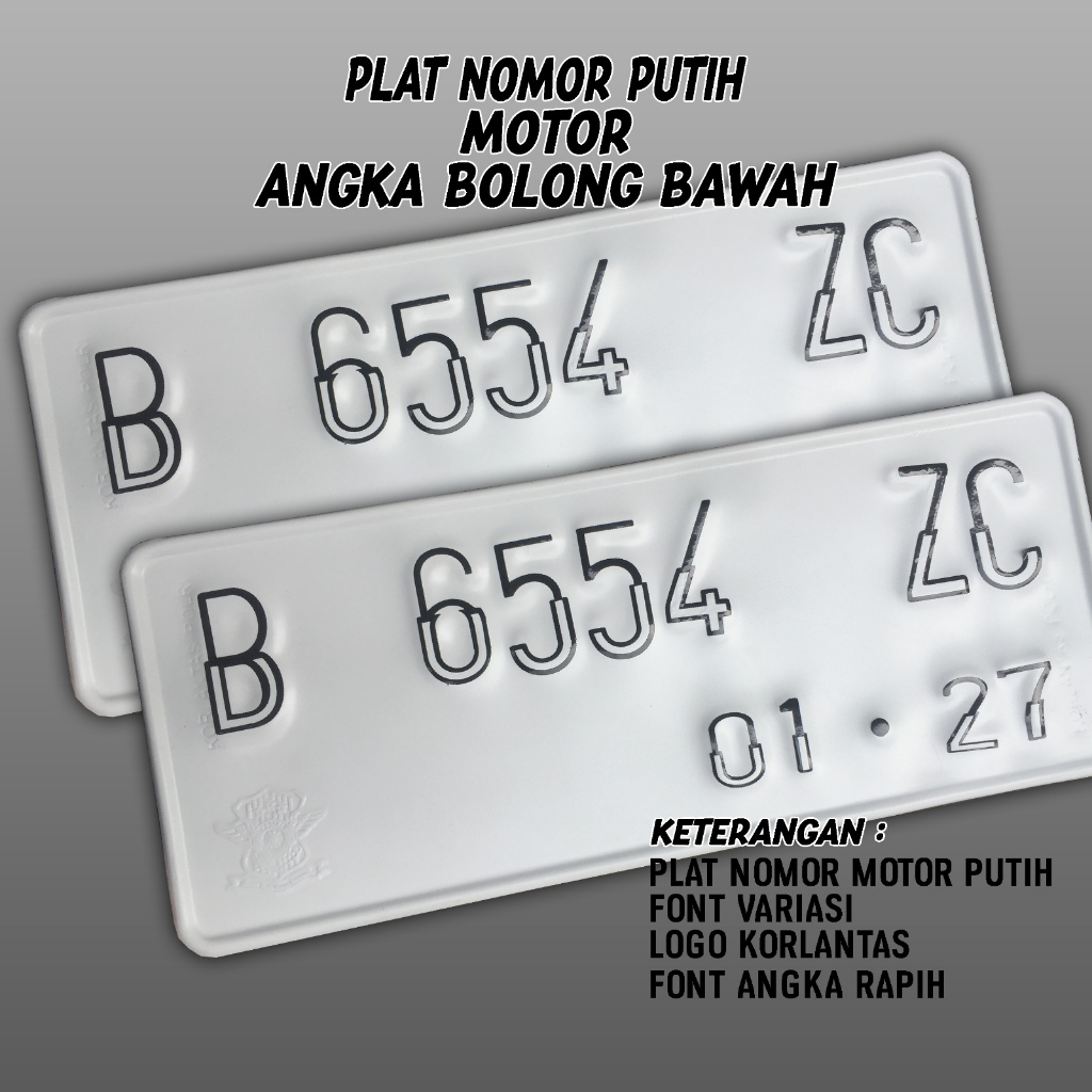 Jual Bikin Plat Motor Putih Font Variasi Font Angka Rapih | Shopee ...