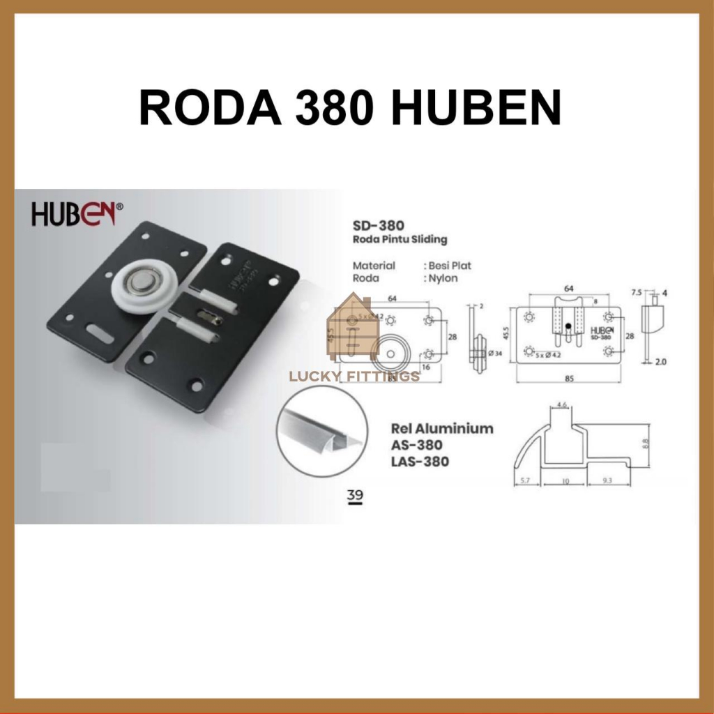 Jual Roda 380 HUBEN / Sleding Pintu Lemari Geser Sliding Sleeding Rel ...