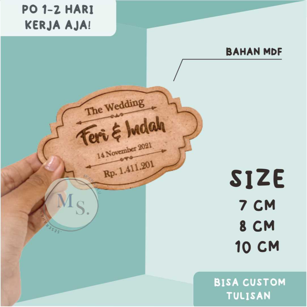 Jual READY name tag Kayu MDF grafir & laser cut CUSTOM NAMA / inisial ...