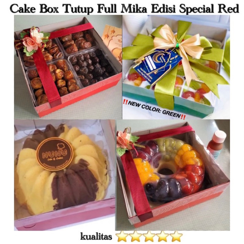 Jual Kotak Kue Merah + Tutup Transparan Full Mika Box Kue / Hampers ...