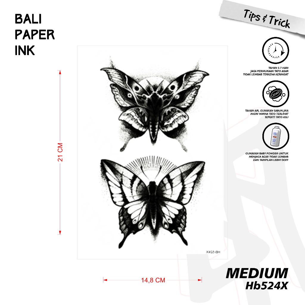 Jual Bali Paper Ink HB524X Kupu-Kupu Tatto Temporary Basic Tato ...