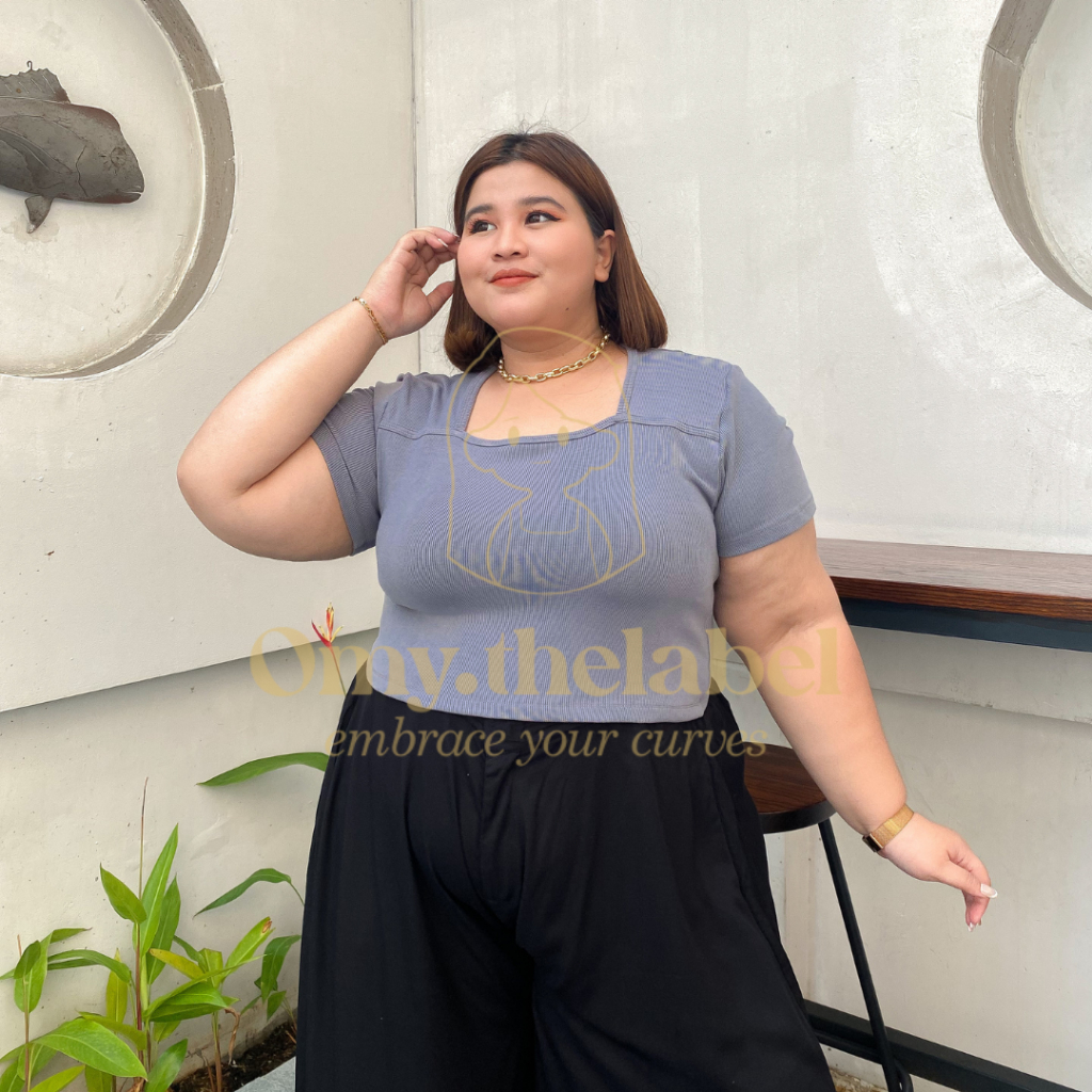 Jual Tessa Crop Shirt/ Crop Top Jumbo/ Crop Top Big Size/ Crop Top Plus ...
