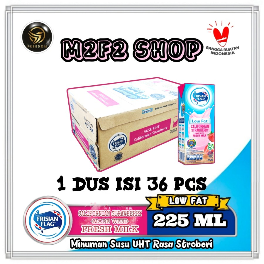 Jual Susu Bendera Frisian Flag Purefarm Low Fat Californian Strawberry | Stroberi Kotak UHT ...