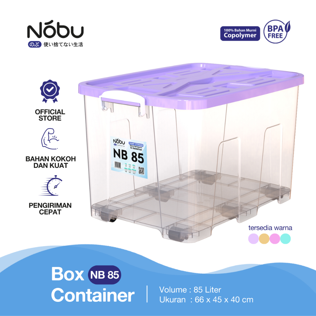 Jual NOBU SMART STORAGE CONTAINER BOX 85L TEMPAT PENYIMPANAN TRANSPARANT DENGAN TUTUP | Shopee ...