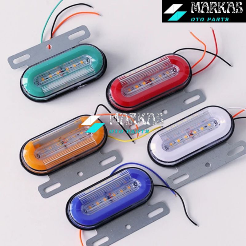 Jual Lampu Led Bak Samping Truk Variasi Universal 12V / 24V Model Oval Kecil / Oval Mini 12 LED ...