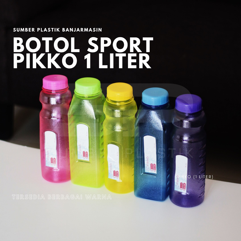Jual Botol Sport Pikko 1 Liter 1000 ml Botol Bulat Segi Kotak Warna ...