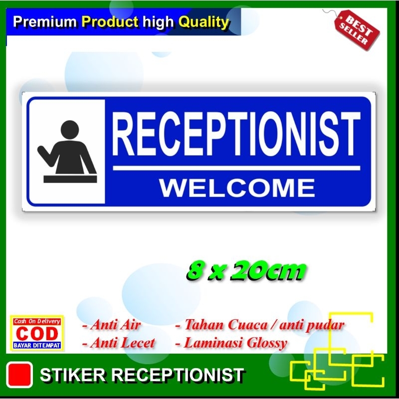 Jual Stiker receptionist sticker ketertiban keamanan lingkungan kerja ...
