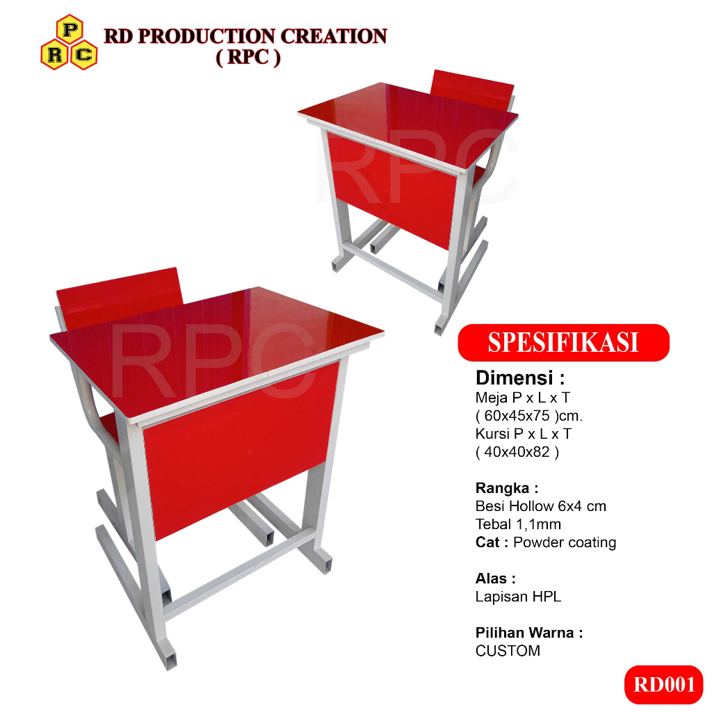 Jual MEJA SEKOLAH KURSI SEKOLAH meja besi meja siswa Meja Belajar RD001 ...