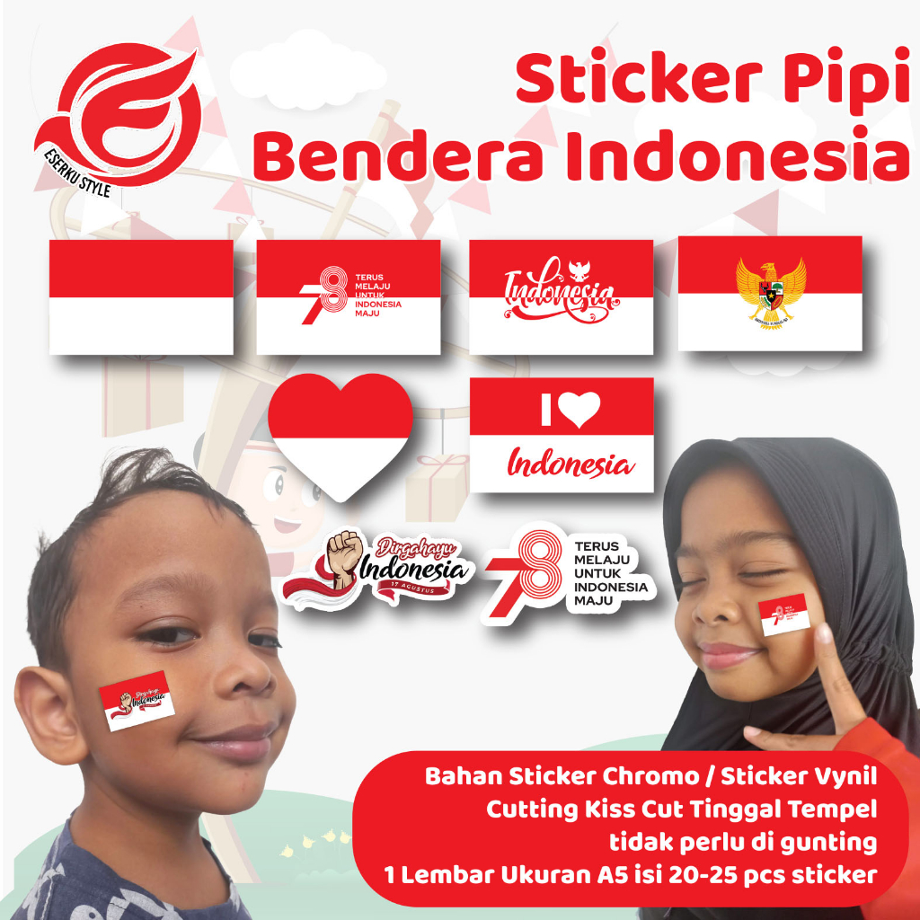 Jual Sticker Pipi Bendera - Tempelan Pipi Merah Putih - indonesia 17 ...