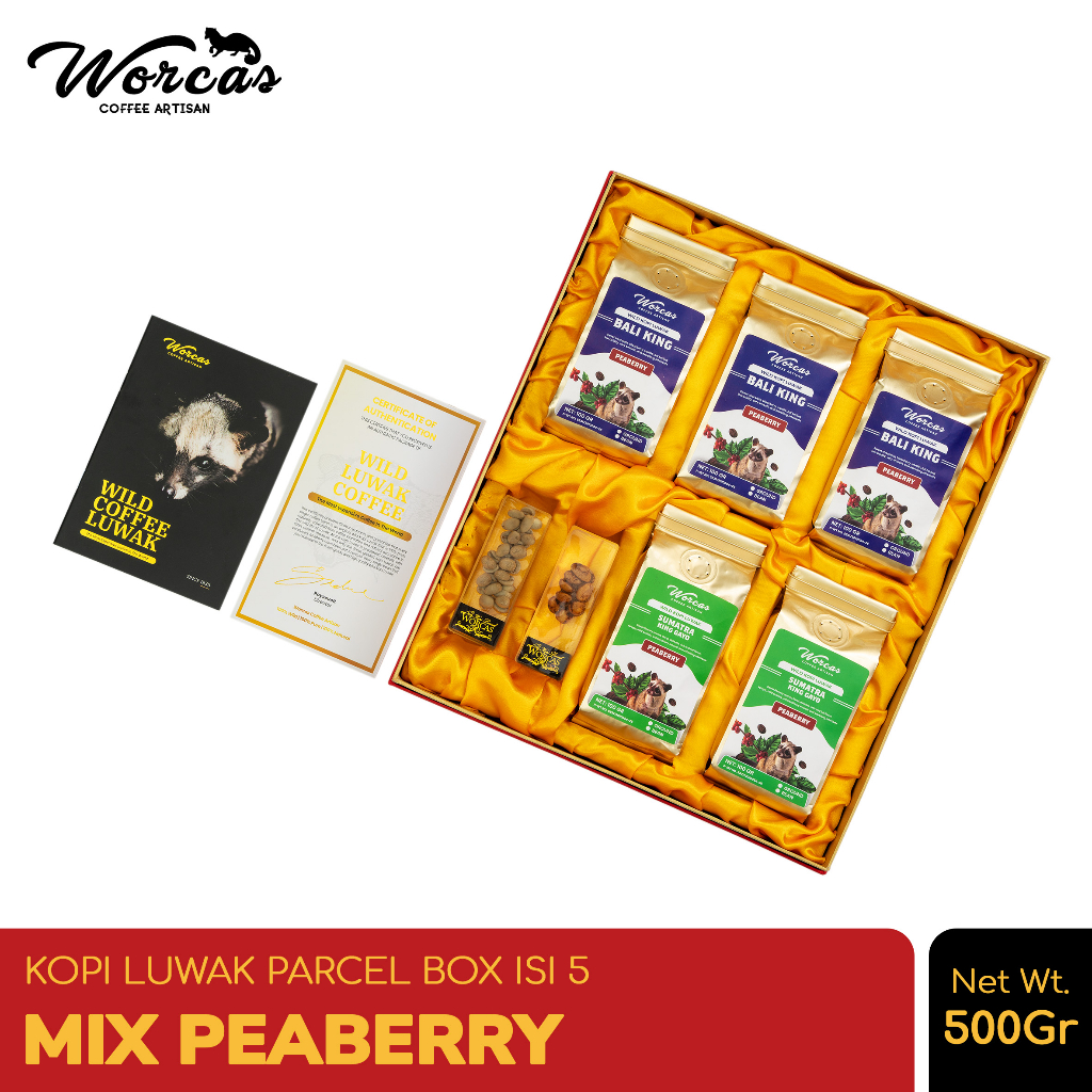 Jual WORCAS Kopi Luwak Liar Paket Isi 5 Mix Peaberry - Parcel Box ...