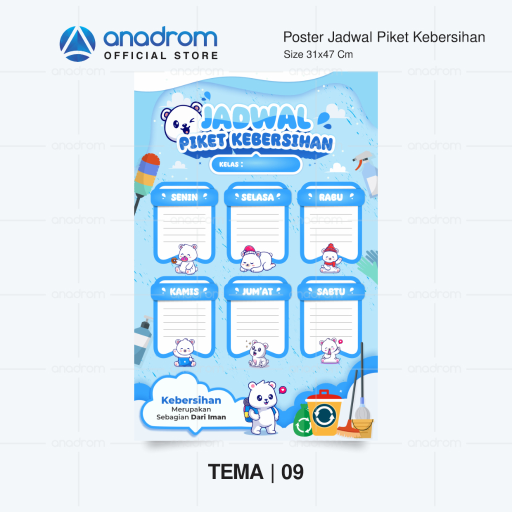 Jual Poster Jadwal Piket Kebersihan Kelas | Poster Piket Kelas | Poster ...