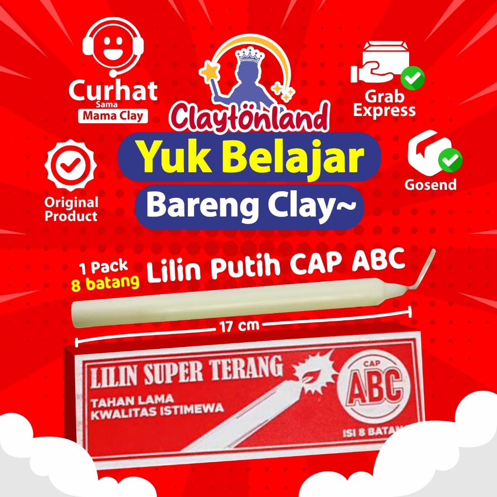 Jual Lilin Putih / Lilin Mati Lampu Cap ABC / Lilin Batangan Putih Isi ...