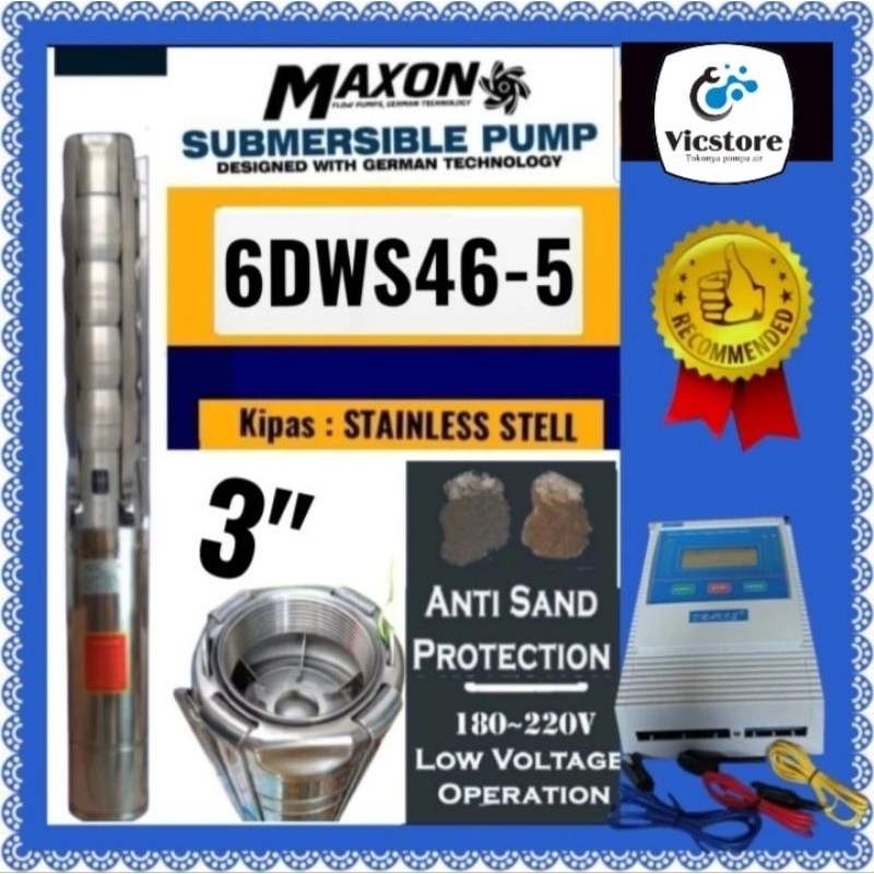 Jual Pompa air satelit MAXON 10hp 3Phase 6DWS46-5 Casing pipa 6 inch 6 ...