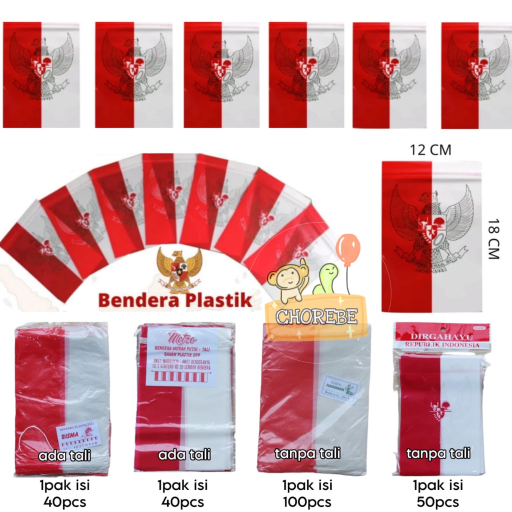Jual Bendera Plastik Merah Putih Polos Garuda / Bendera HUT RI 17 ...