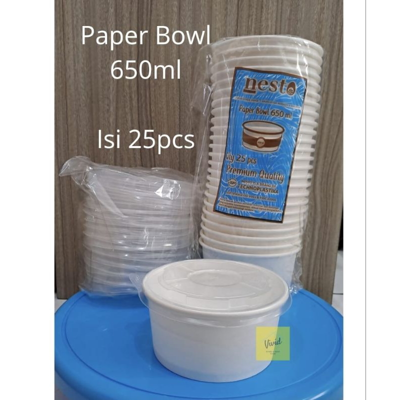Jual Paper Bowl 650ml Putih - 1 Dus isi 500pcs | Shopee Indonesia