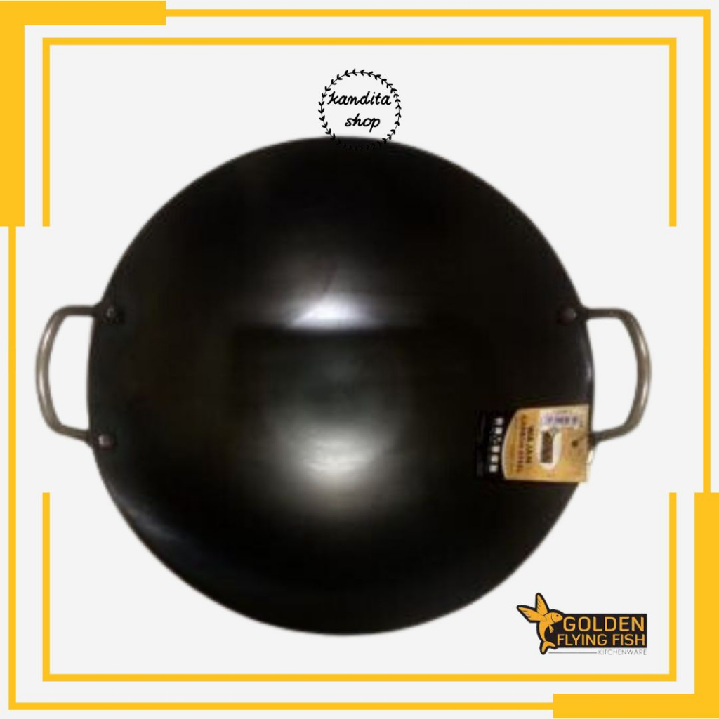 Jual Wajan Hitam Carbon Steel 40cm Golden Flying Fish Pengorengan ...