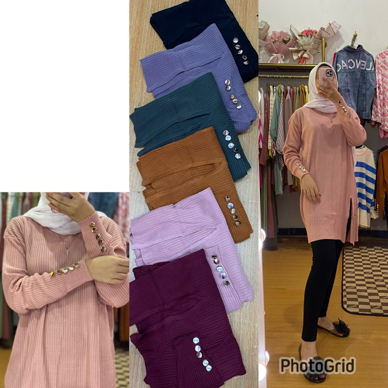 Jual tunik rajut inara kancing slit | Shopee Indonesia