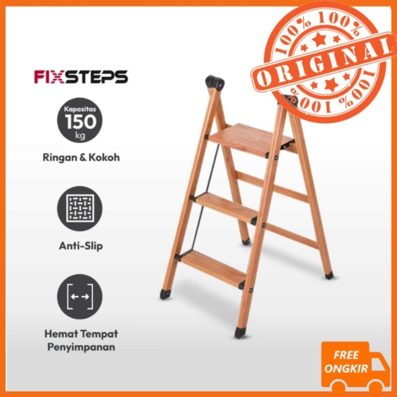 Jual Fixsteps Tangga Lipat Aluminium 3 Step Motif Kayu | Shopee Indonesia