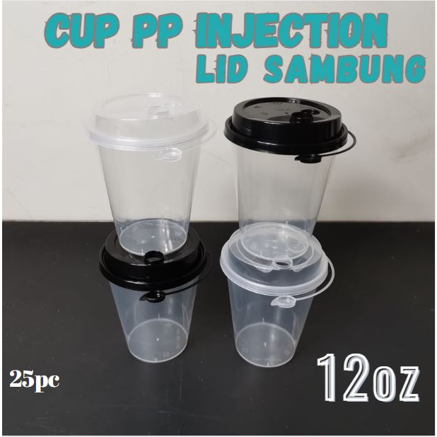 Jual Cup PP Injection 12 Oz + Lid Sambung / Cup Gelas Plastik Inject 12oz | Shopee Indonesia