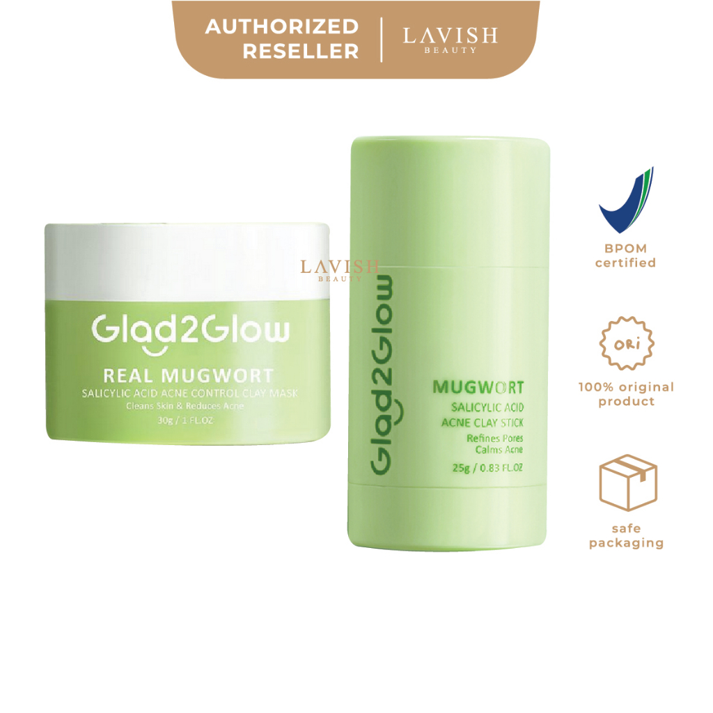 Jual GLAD2GLOW Real Mugwort Clay Mask Stick (25gr) // Real Mugwort Clay Mask (30gr) Masker ...