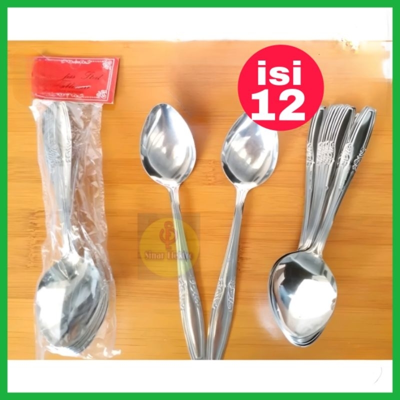 Jual SENDOK STAINLESS / SENDOK MAKAN POLOS / SET SENDOK ISI 12 | Shopee ...