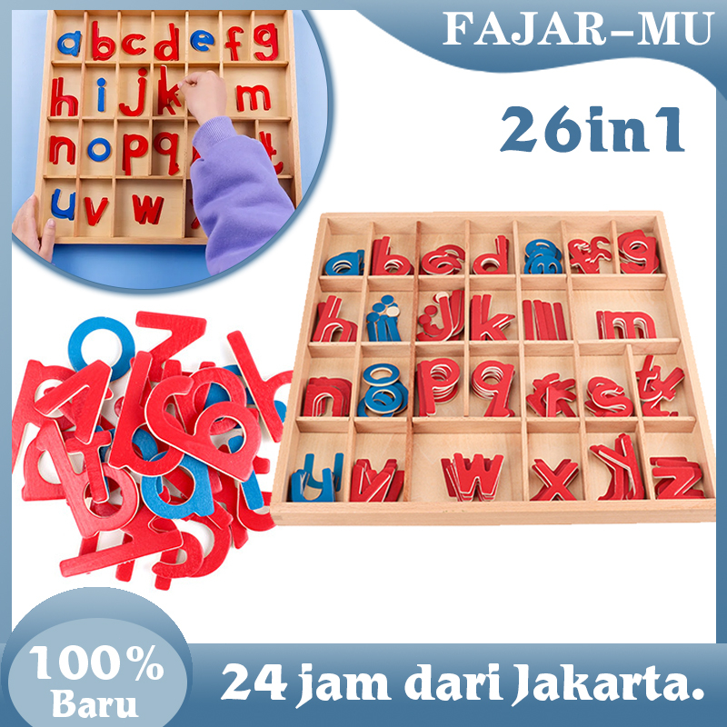 Jual 26 Pcs Moveable Alphabet Lowercase Mainan Kayu Montessori ...