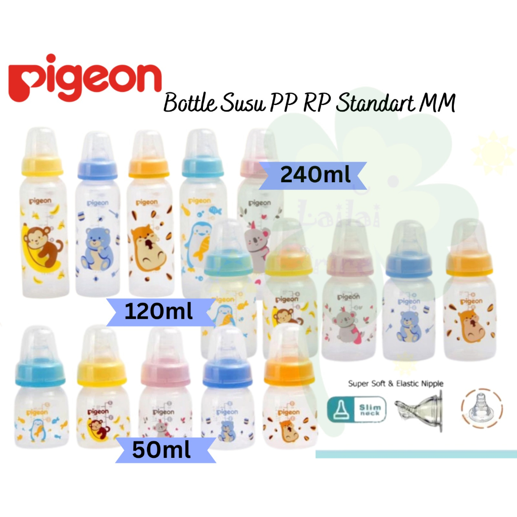 Jual Botol Susu Pigeon PP RP Standard MM 50ml 120ml 240ml 0m+ Newborn Nipple Peristaltic Ulir ...