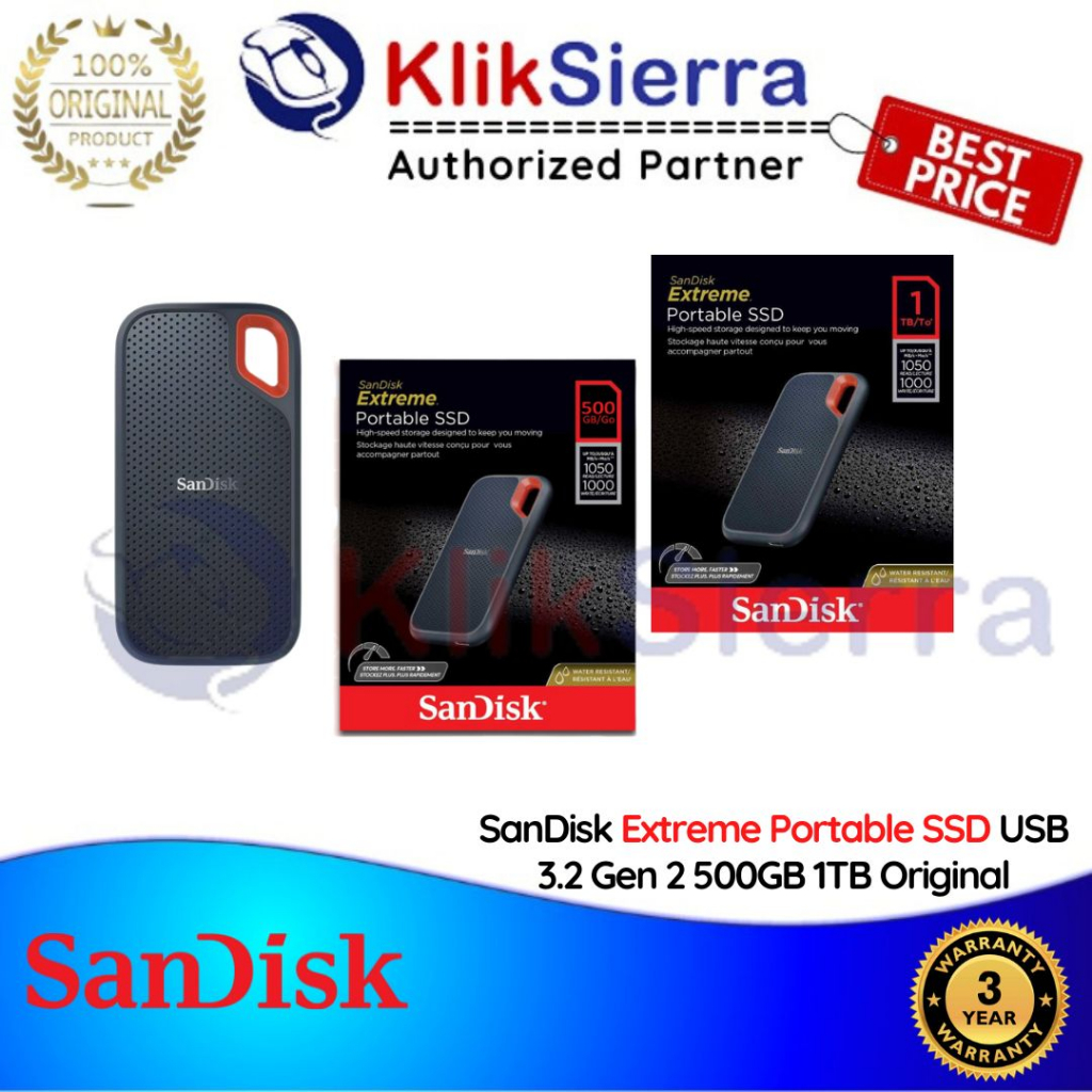 Jual SanDisk Extreme Portable SSD E61 USB 3.2 Gen 2 500GB 1TB Original | Shopee Indonesia