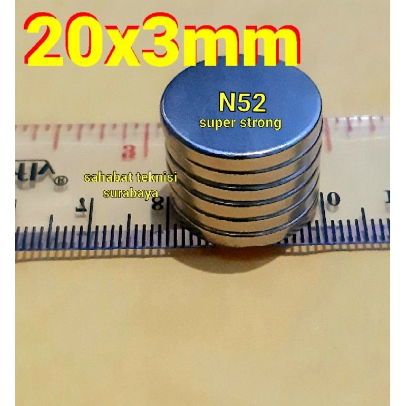 Jual Magnet koin 20 × 3mm neodymium Super kuat N52 | Shopee Indonesia