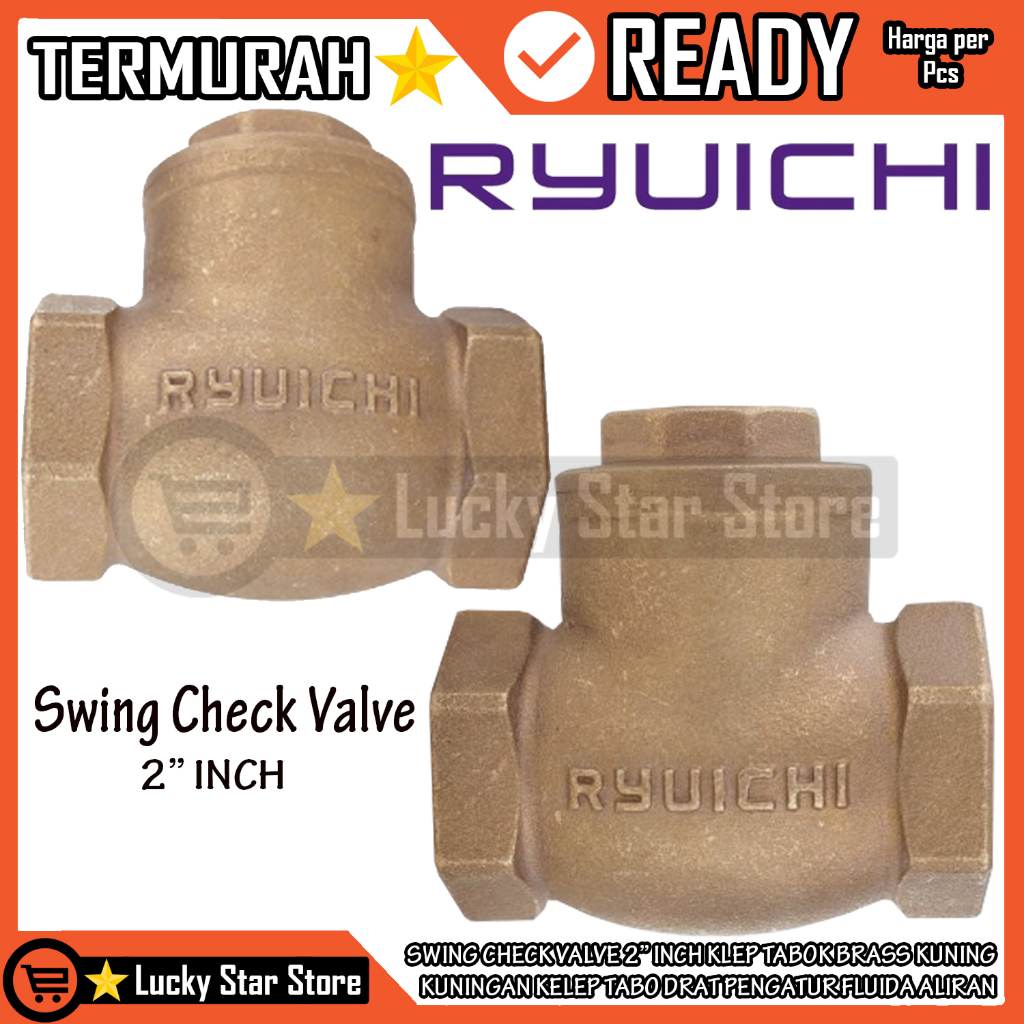 Jual SWING CHECK VALVE KUNINGAN RYUICHI 2 INCH KLEP TABOK BRASS KELEP TABO DRAT DERAT CHEK VALPE ...