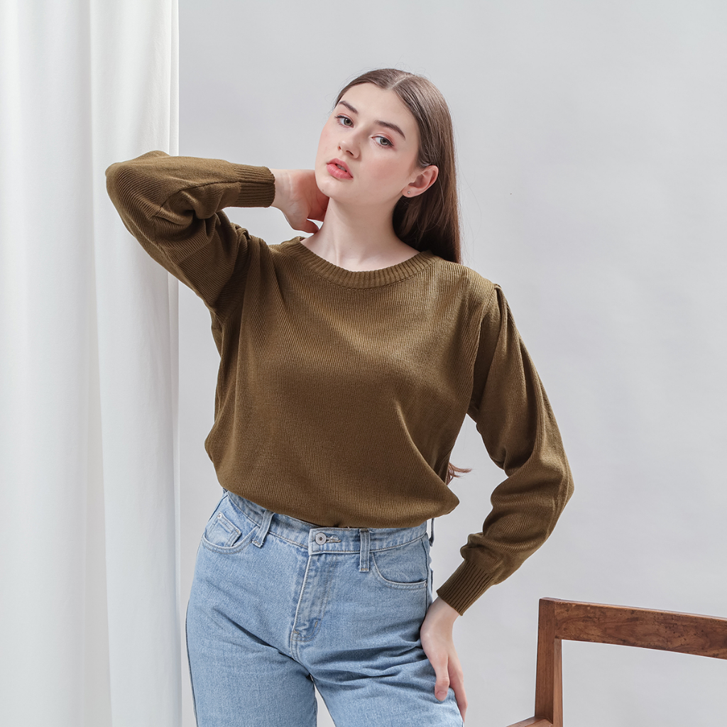 Jual NIGOO Kara Puff Knit Top Atasan Rajut | Shopee Indonesia